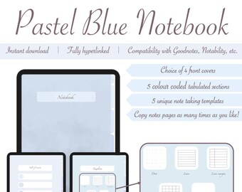 5 Section Digital Pastel Purple Notebook, Goodnotes Notebook ...