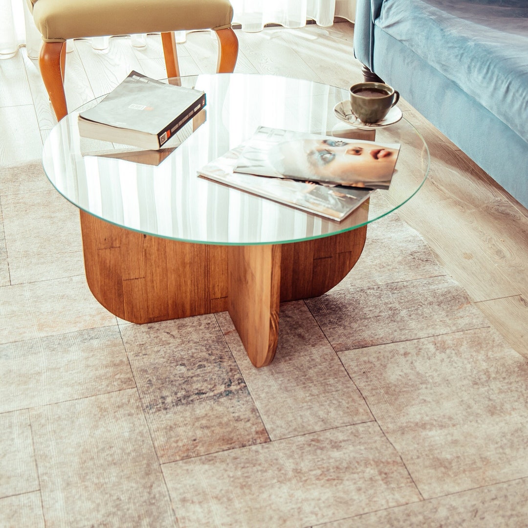 Aesthetic Unbreakable Glass Coffee Table Mid Century Modern - Etsy