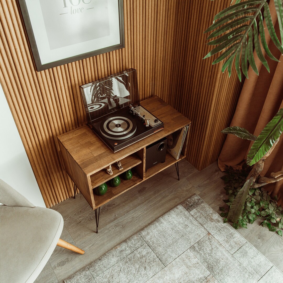 Large Record Player Stand, Plattenspieler Mobel, Turntable Station With ...