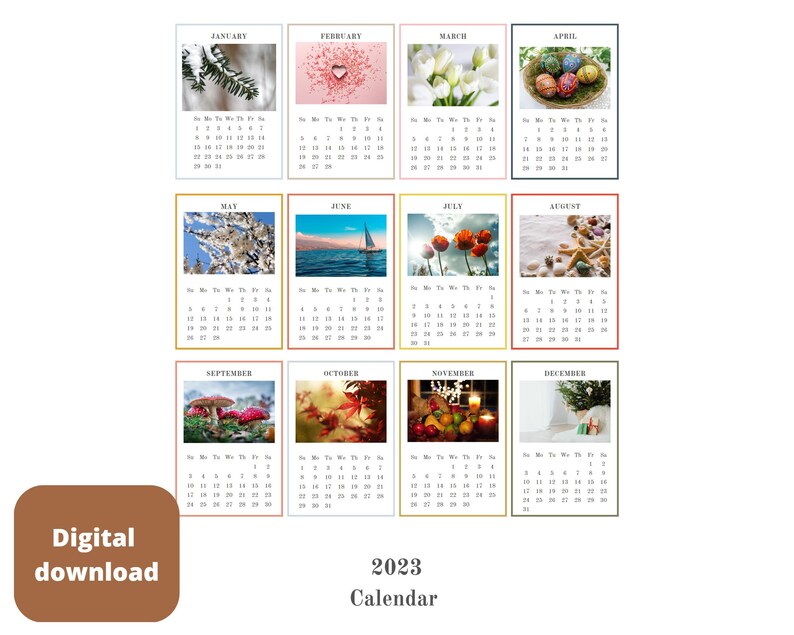2023 Calendar Printable Photo Wall Calendar Monthly Planner - Etsy