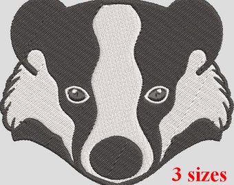 Linework Badger Machine Embroidery Design Pattern Three Sizes Included ...