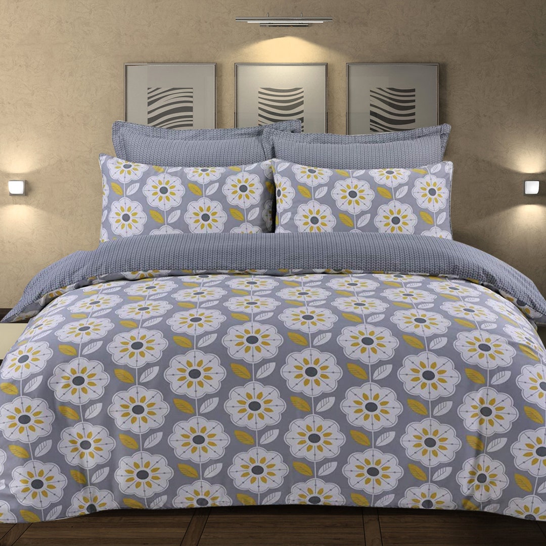 Stylish Daffodil Duvet Cover Set 100% Egyptian Cotton 220 Thread Count ...