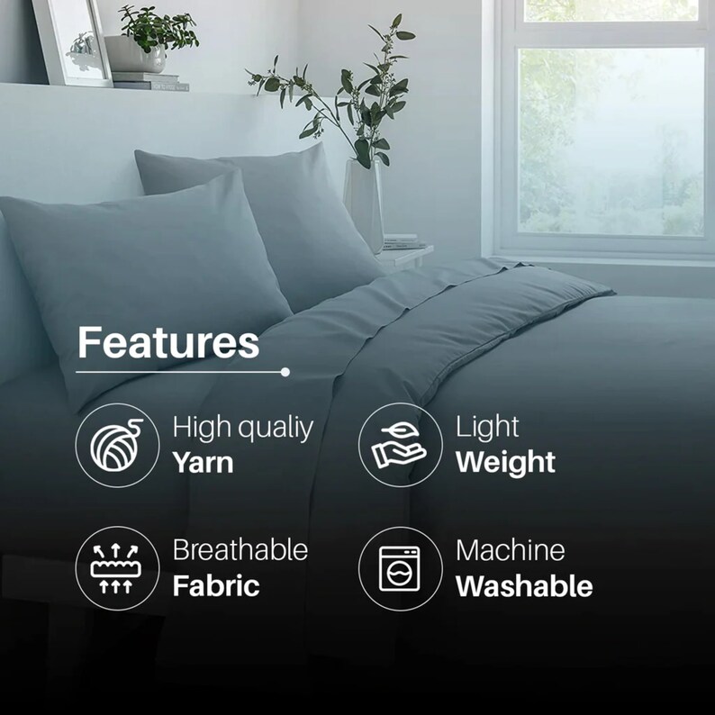 100% Cotton 200 Thread Count Bedding Sheets 30CM/12 Grey - Etsy