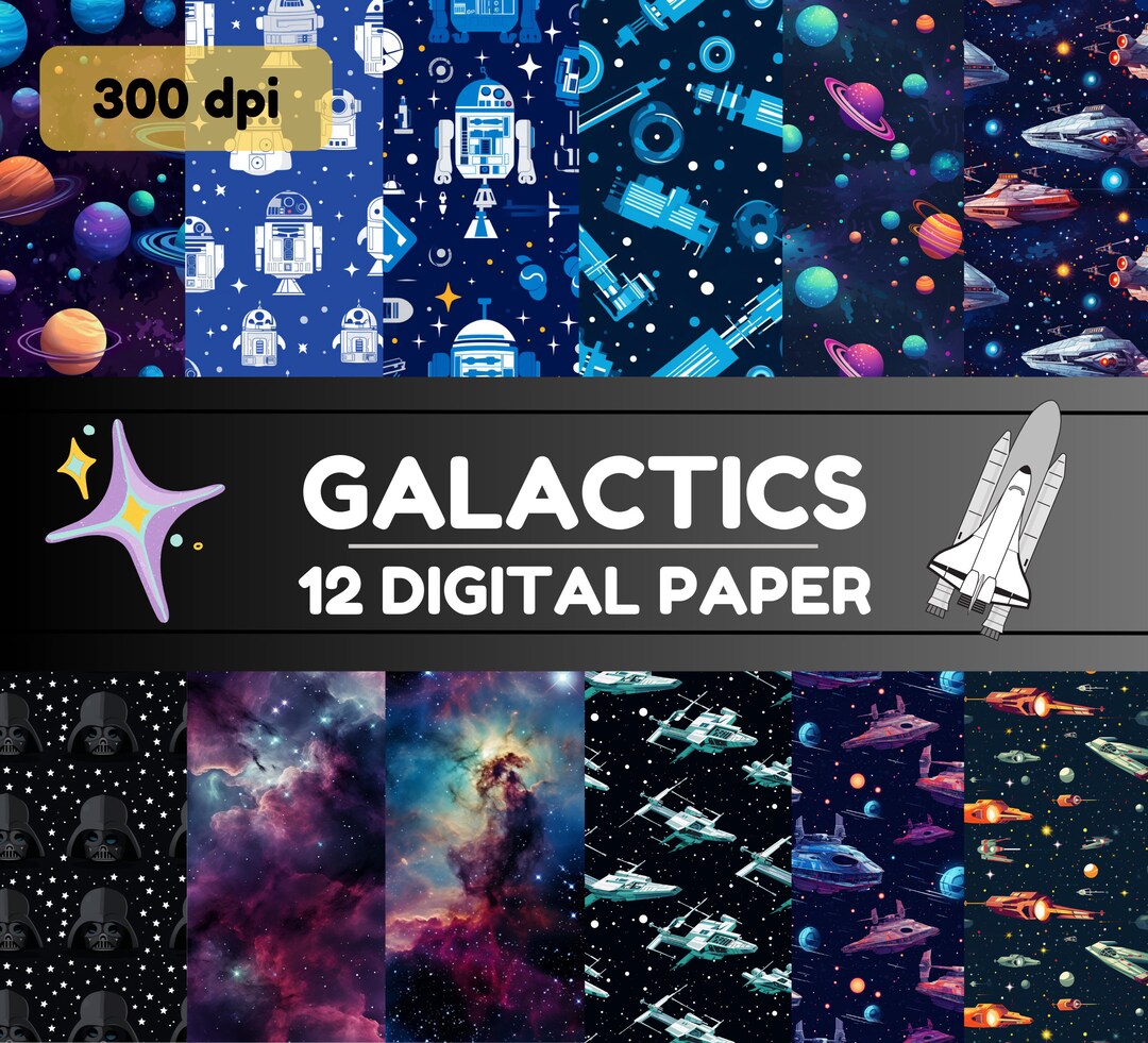 12 Galactic Patterns, Birthday Party Decoration, Galactic Digital ...