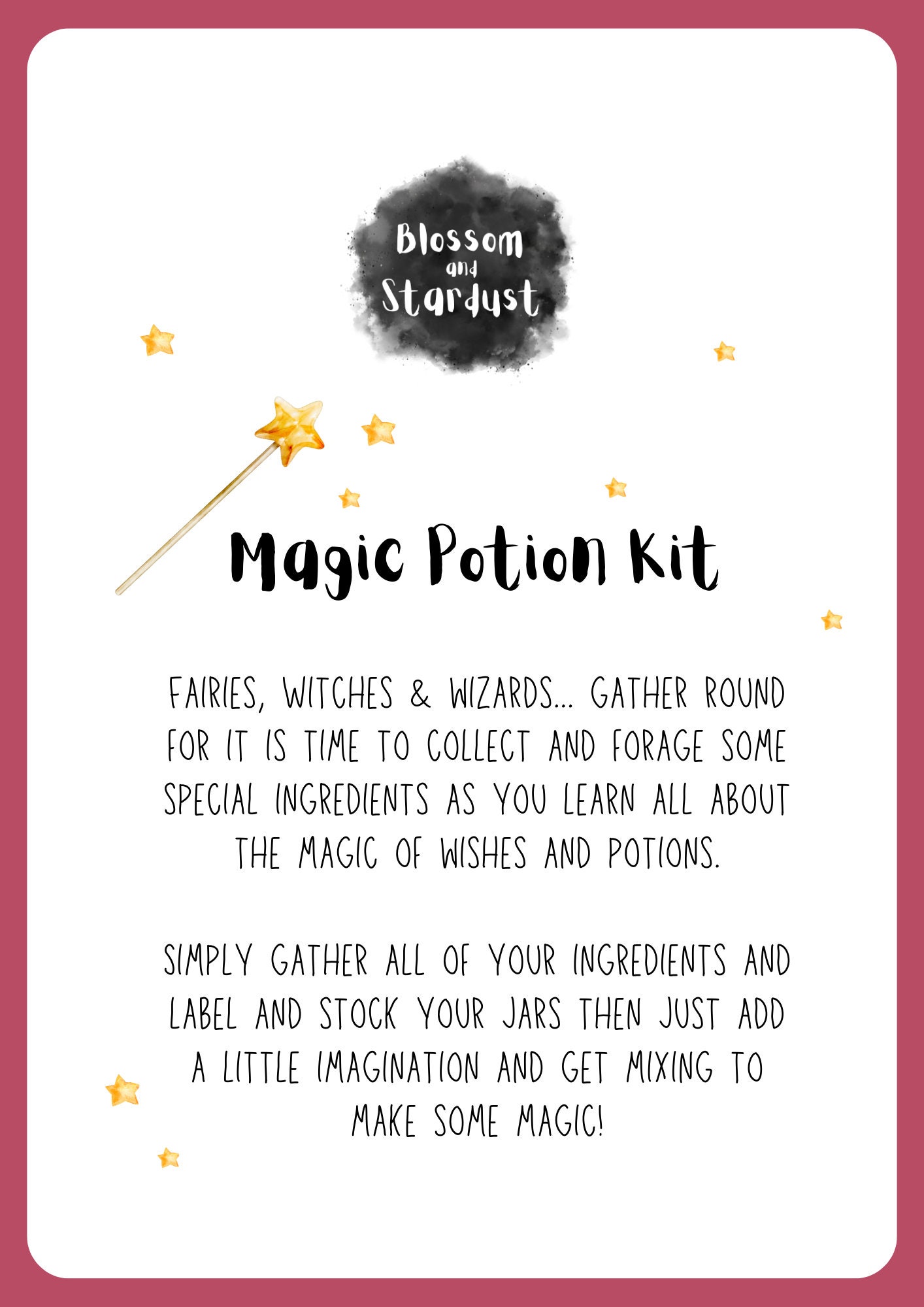 Magic Potion Kit DIY Printable Recipe 'fairy, Witch, Wizard' - Etsy
