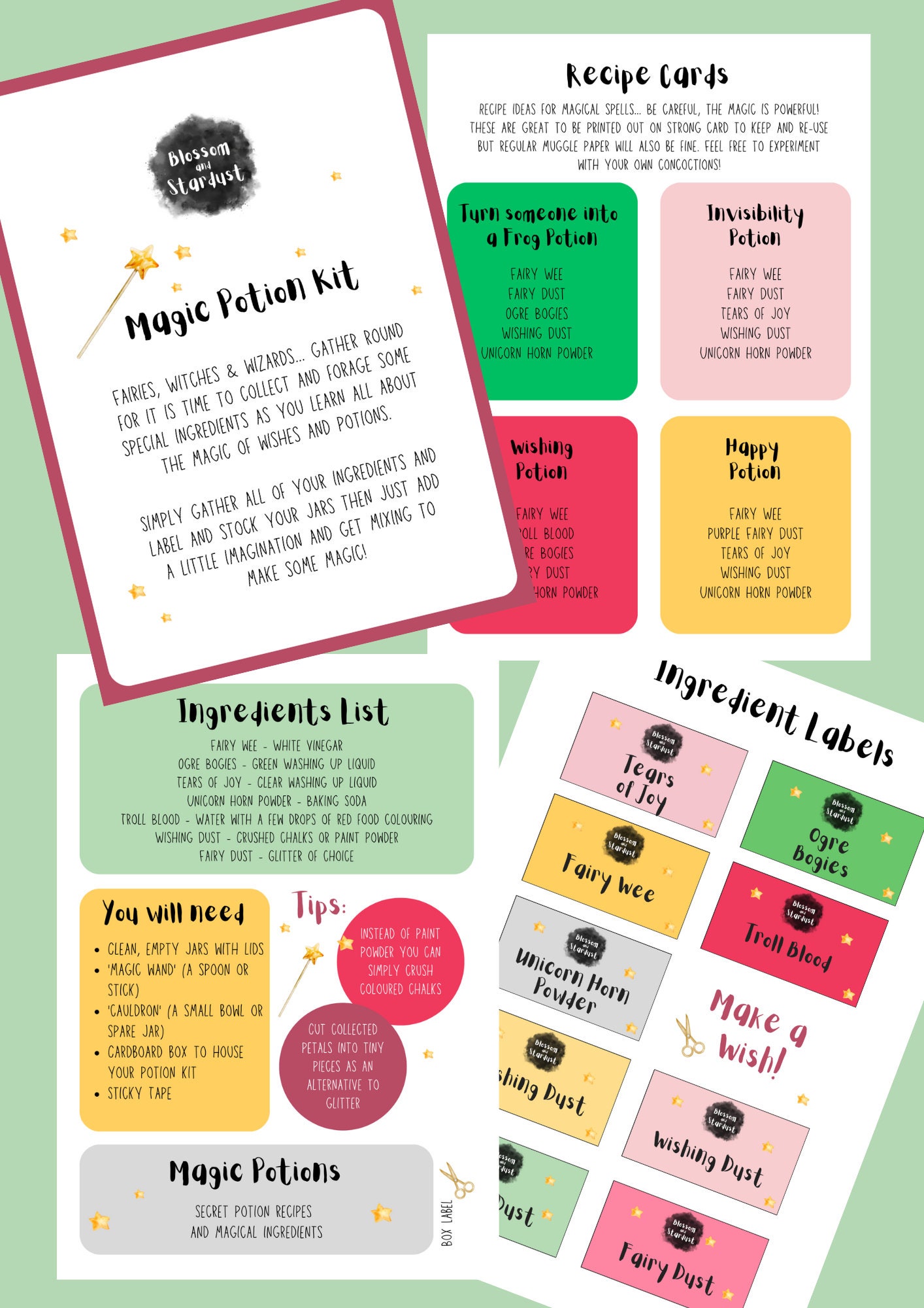 Potion Making Kit Printable – Science Experiment & Ingredient Labels ...