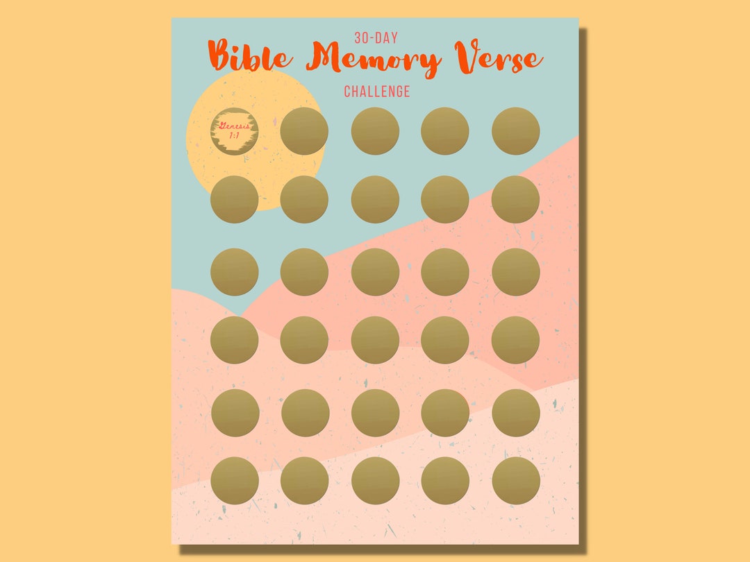 30 Day Bible Memory Verse Challenge Scratch off Sheet, Pre-filled - Etsy