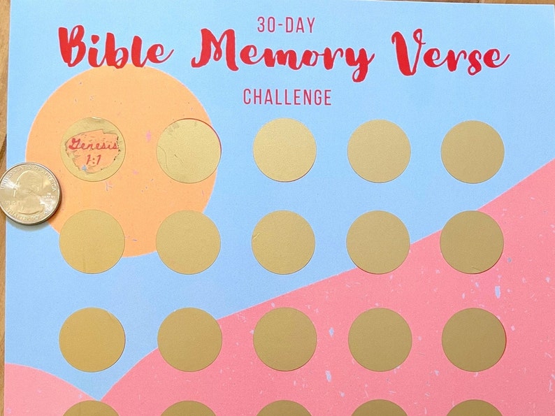 30 Day Bible Memory Verse Challenge Scratch off Sheet, Pre-filled - Etsy