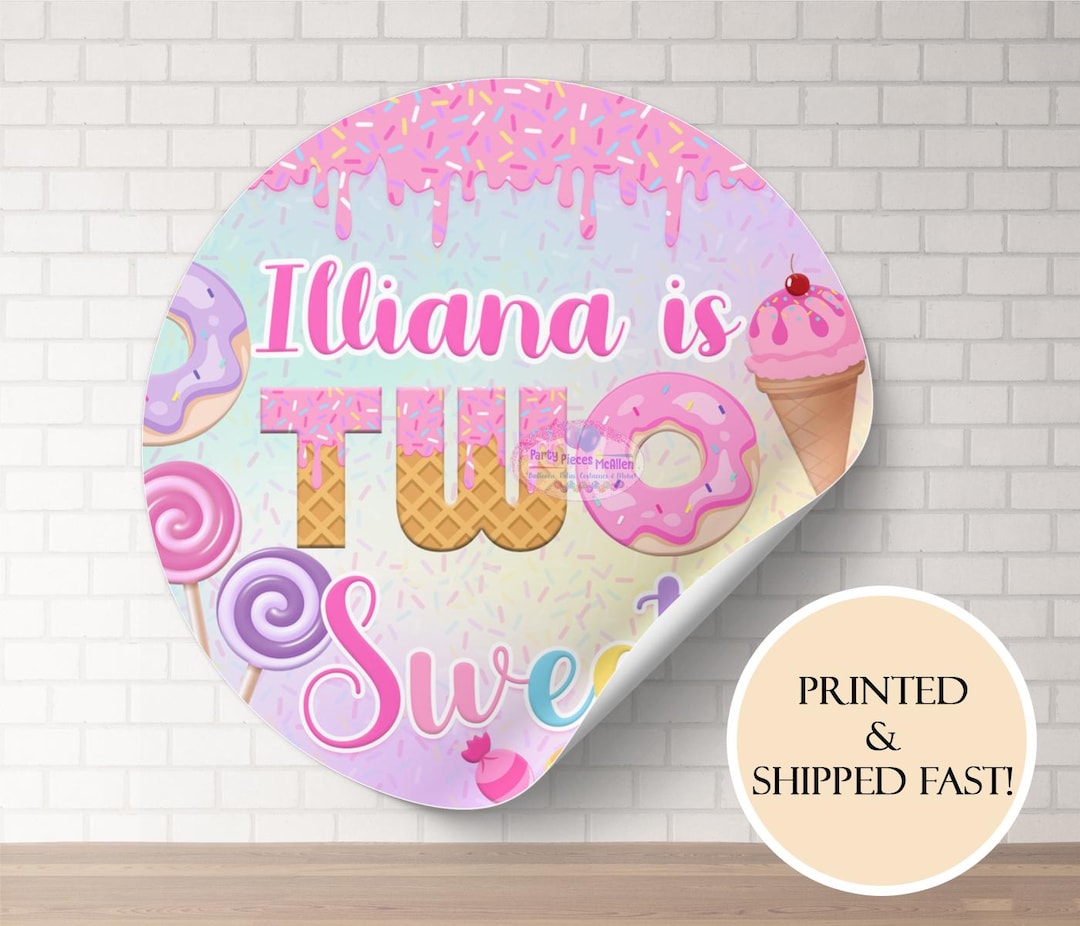 Two Sweet Birthday Stickers, Custom Birthday Stickers, Two Sweet ...