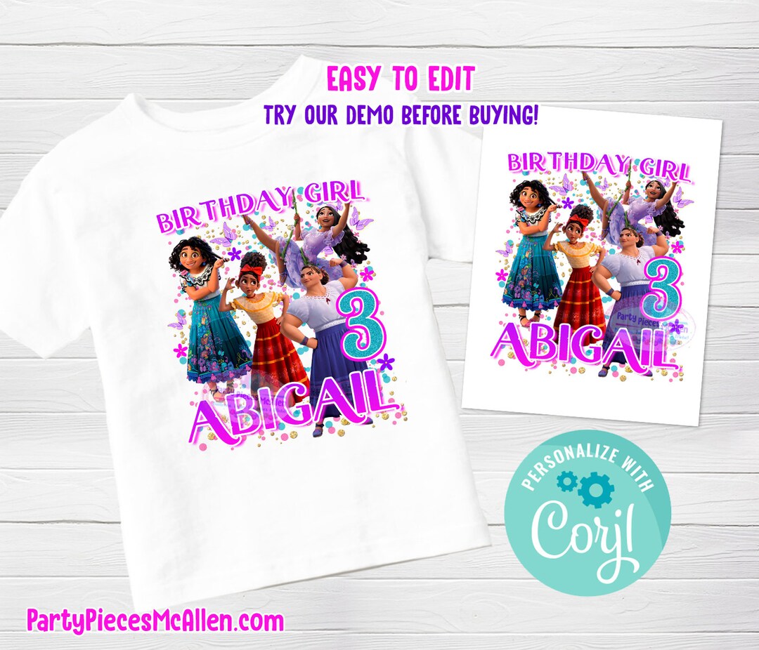 Encanto Madrigal Girls Editable Shirt File, Editable Encanto Birthday ...