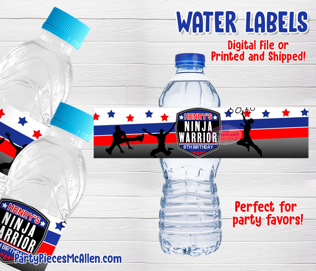 Ninja Warrior Water Labels, Ninja Warrior Party Favors, Ninja Party ...