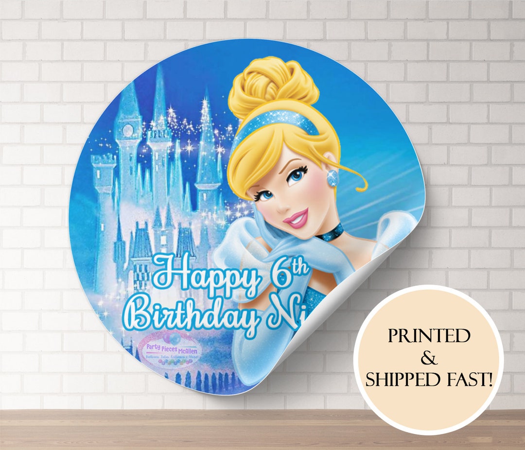 Cinderella Birthday Stickers, Custom Birthday Stickers, Princess ...