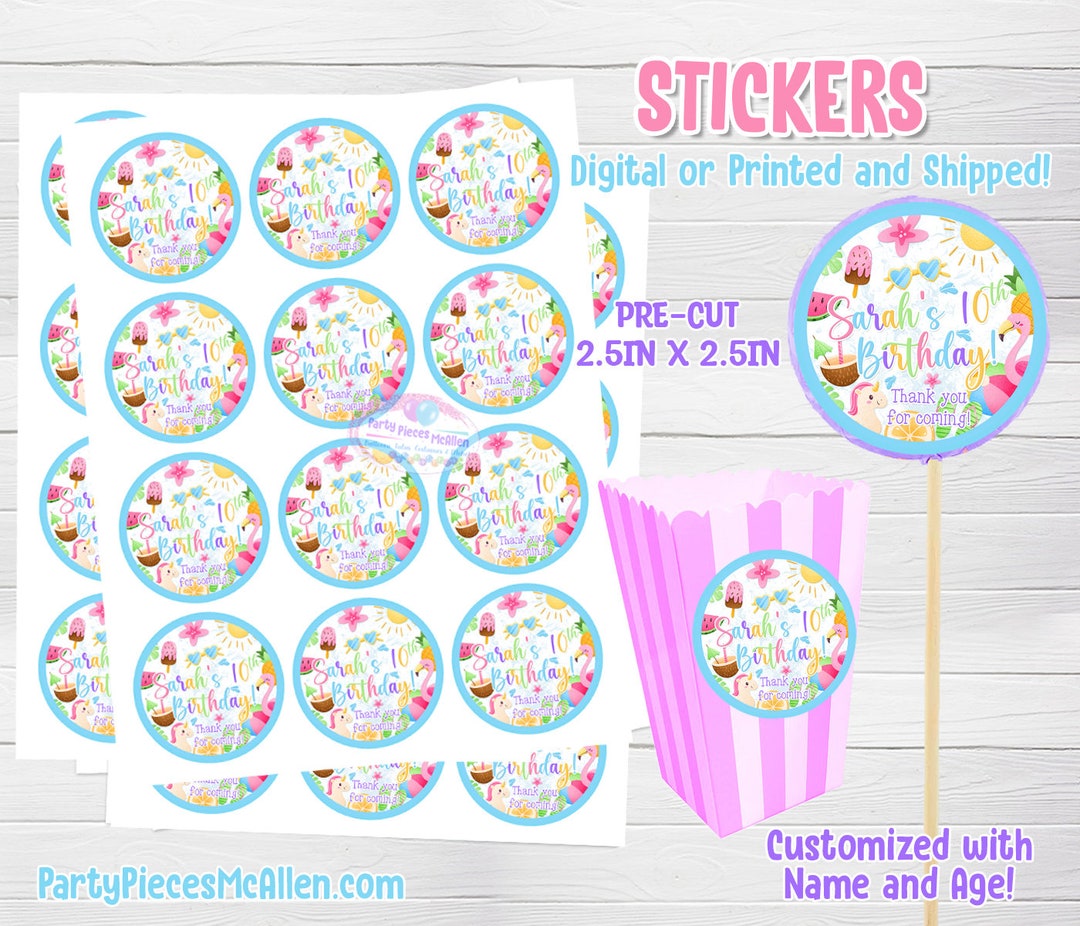 Pool Party Round Labels, Pool Party Party Supplies, Splish Splash Party ...