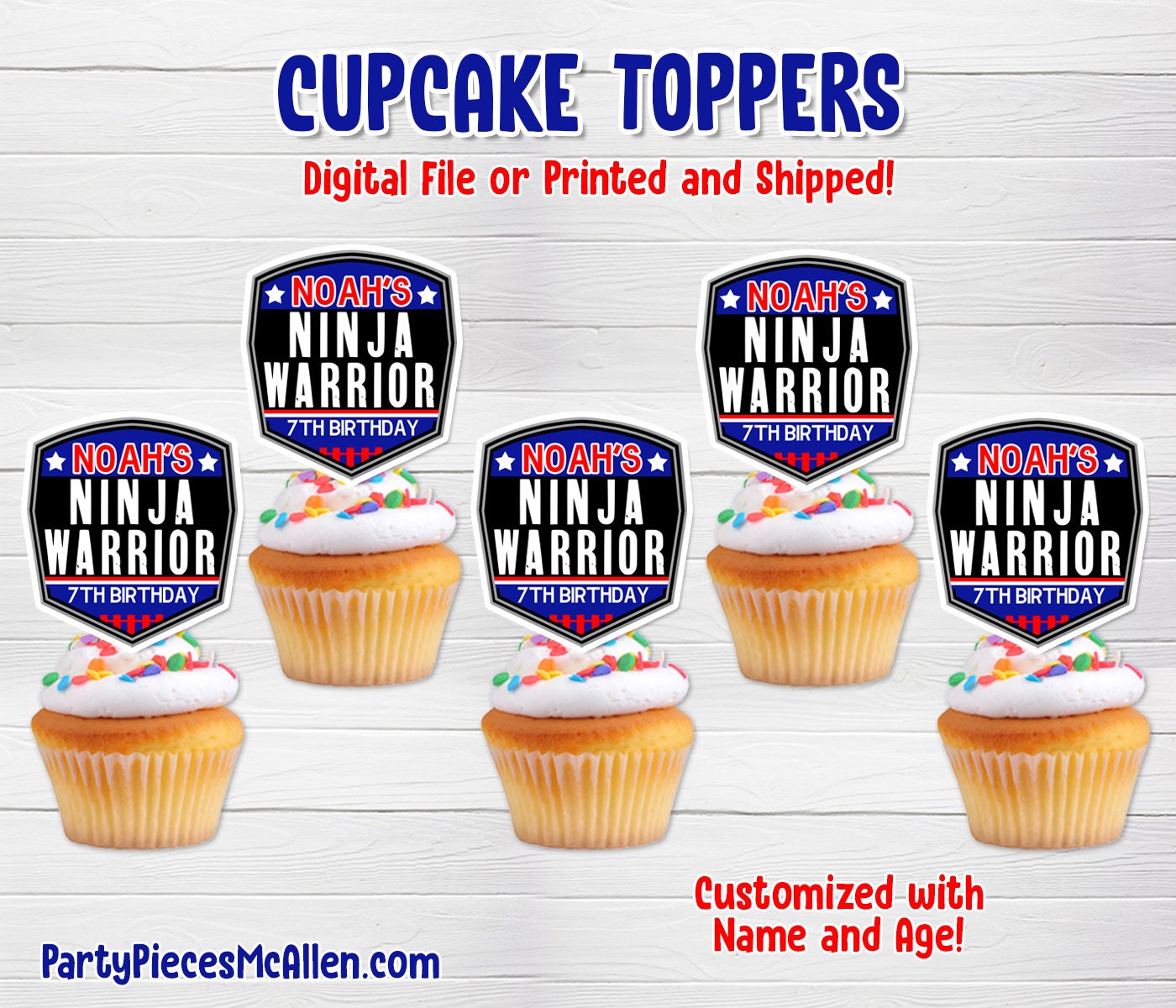 Ninja Warrior Cupcake Toppers, Ninja Warrior Birthday Supplies, Ninja ...