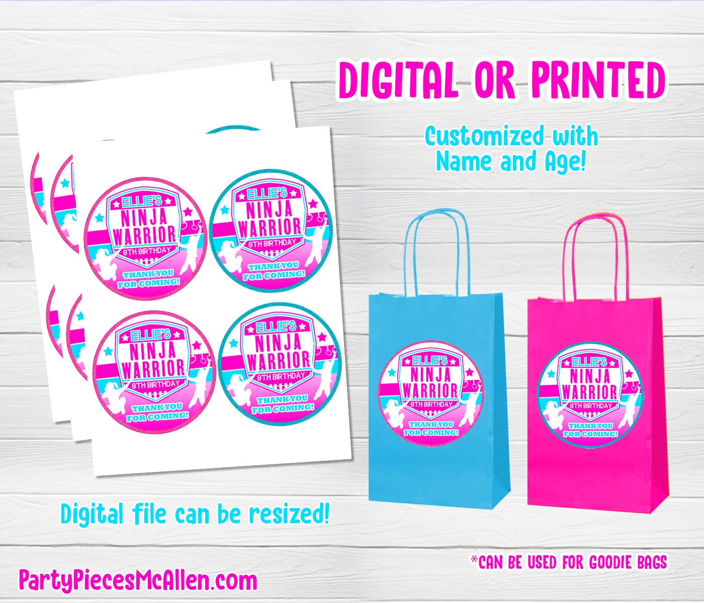 Girl Ninja Stickers Climber Girl Party Ninja Pink Party - Etsy