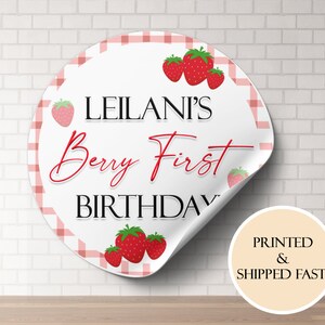 Berry First Birthday Stickers, Custom Birthday Stickers, Strawberry ...
