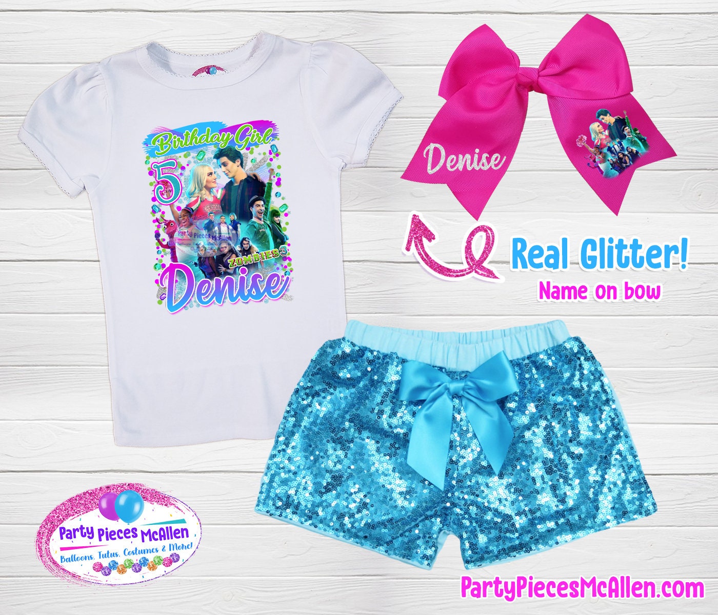 Zombies 3 Birthday Sequin Short Outfit Addison and Zed - Etsy