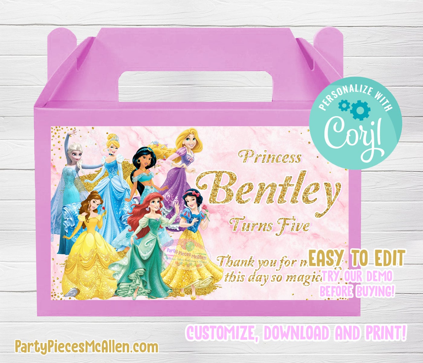 Princess Editable Box Labels Princess Digital Files Princess - Etsy