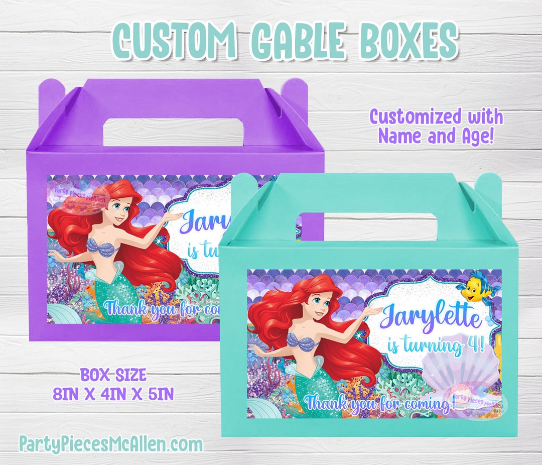 Mermaid Gable Boxes, Mermaid Birthday Party Supplies, Customized Gable ...