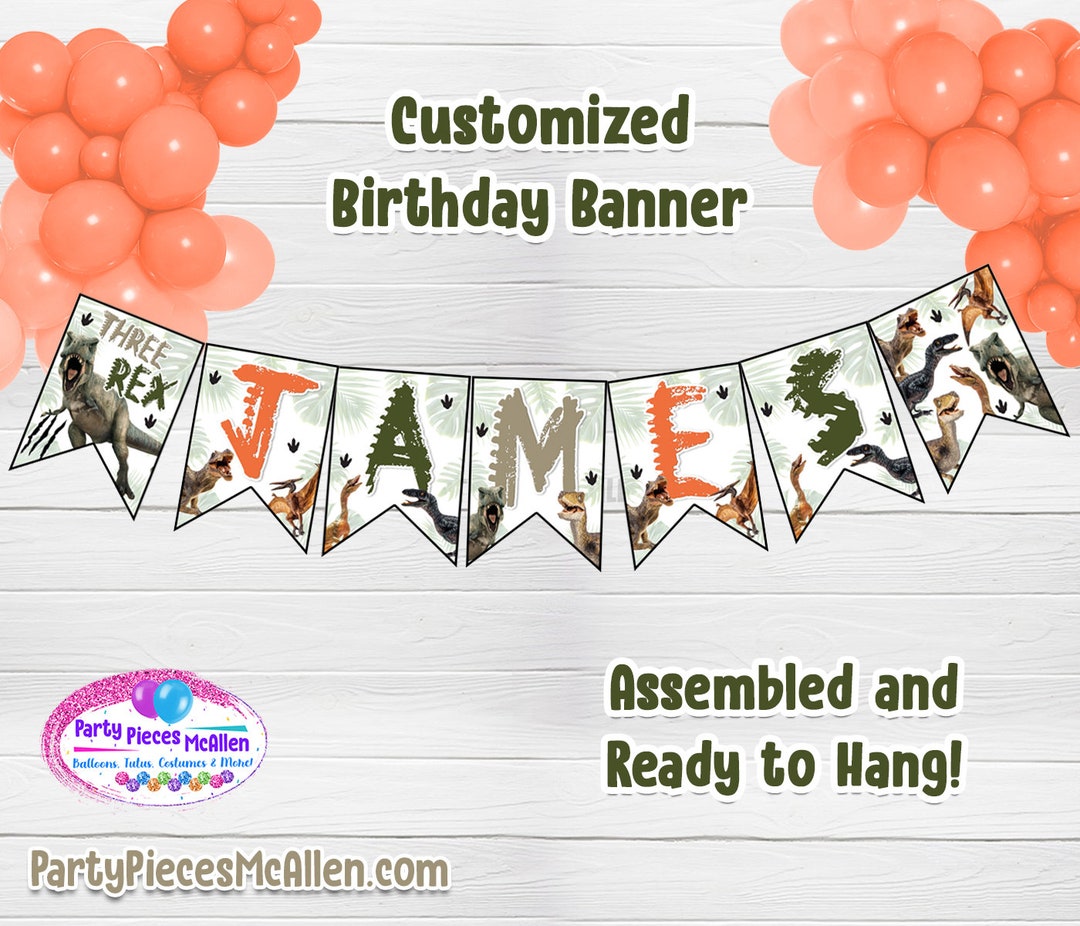 Dinosaur Party Birthday Banner, Dinosaur Birthday Personalized Banner ...