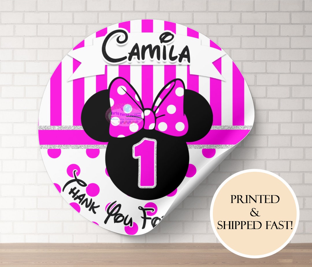 Minnie Mouse Birthday Stickers, Custom Birthday Stickers, Minnie Mouse ...