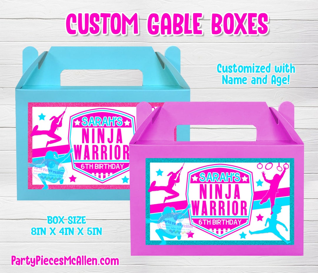 Ninja Warrior Girl Gable Boxes, Pink Ninja Warrior Birthday Party ...