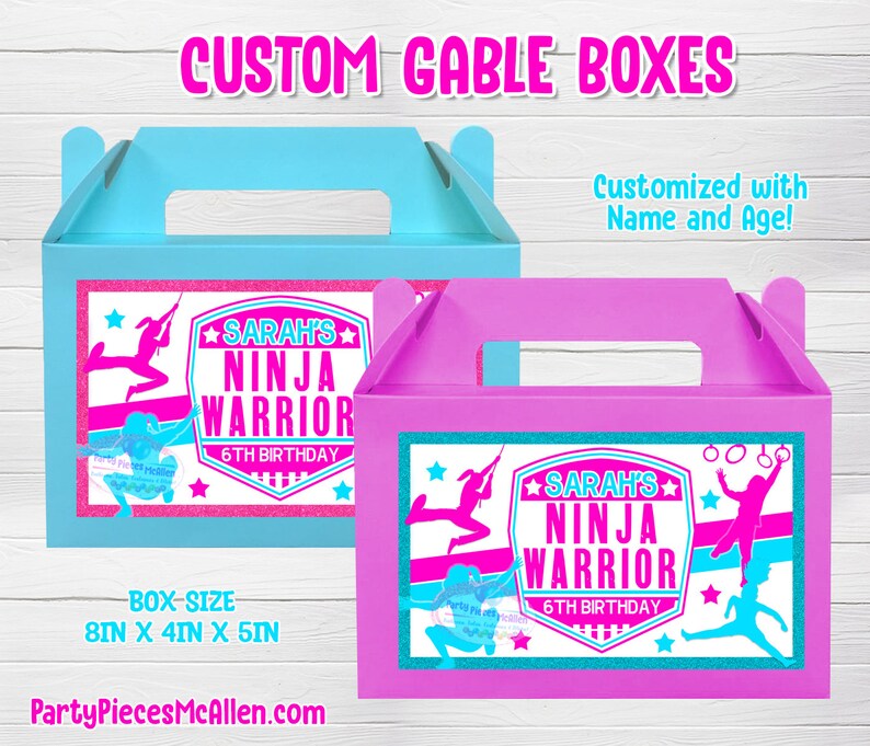 Ninja Warrior Girl Gable Boxes Pink Ninja Warrior Birthday - Etsy