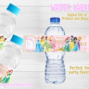 Princess Water Labels, Princess Party Favors, Princess Party Labels ...
