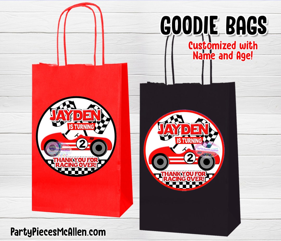 Racer Goodie Bags, Red Racer Candy Bags, Racer Party Favor Bags, Red ...