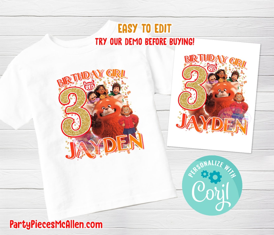 Turning Red Printable Shirt, Editable Turning Red Birthday Shirt ...