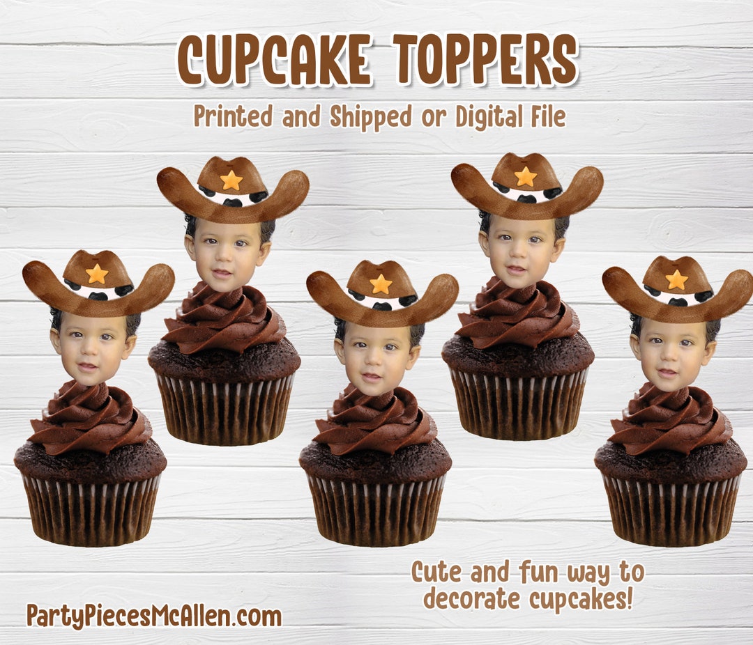 Cowboy Cupcake Toppers, Cowboy Birthday Supplies, Cowboy Party ...