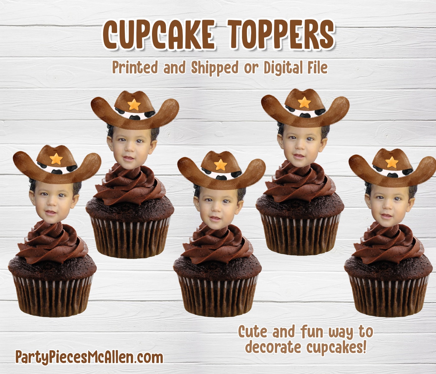 Cowboy Cupcake Toppers, Cowboy Birthday Supplies, Cowboy Party ...