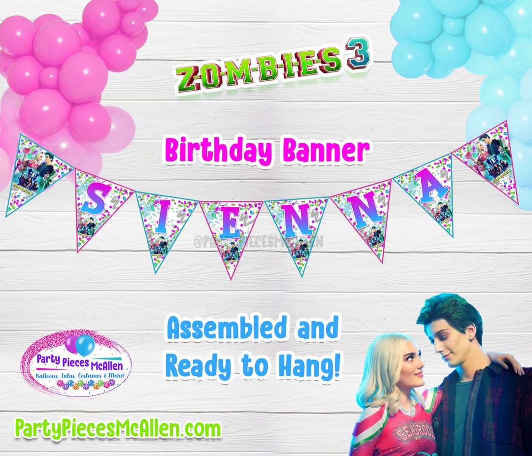 Zombies 3 Birthday Banner, Zombies 3 Personalized Banner, Zombies 3 ...