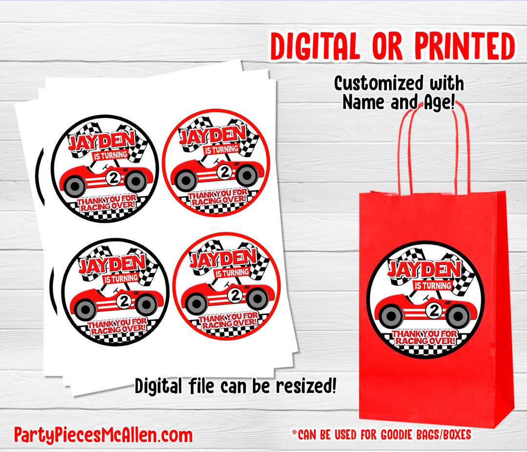 Red Racecar Stickers, Racer Party Stickers, Racer Party Supplies, Racer ...