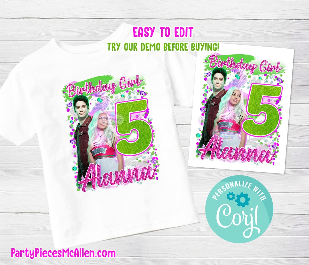 Editable Zombies 2 Birthday Shirt, Zombies 2 Printable Shirt, Zombies 2 ...