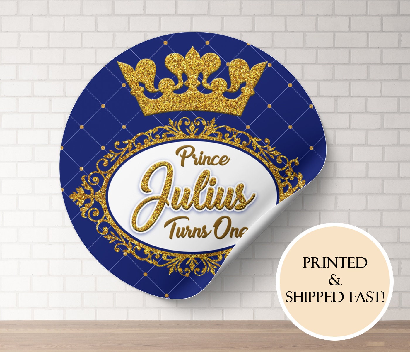 Royal Prince First Birthday Stickers, Custom Party Favors - Etsy