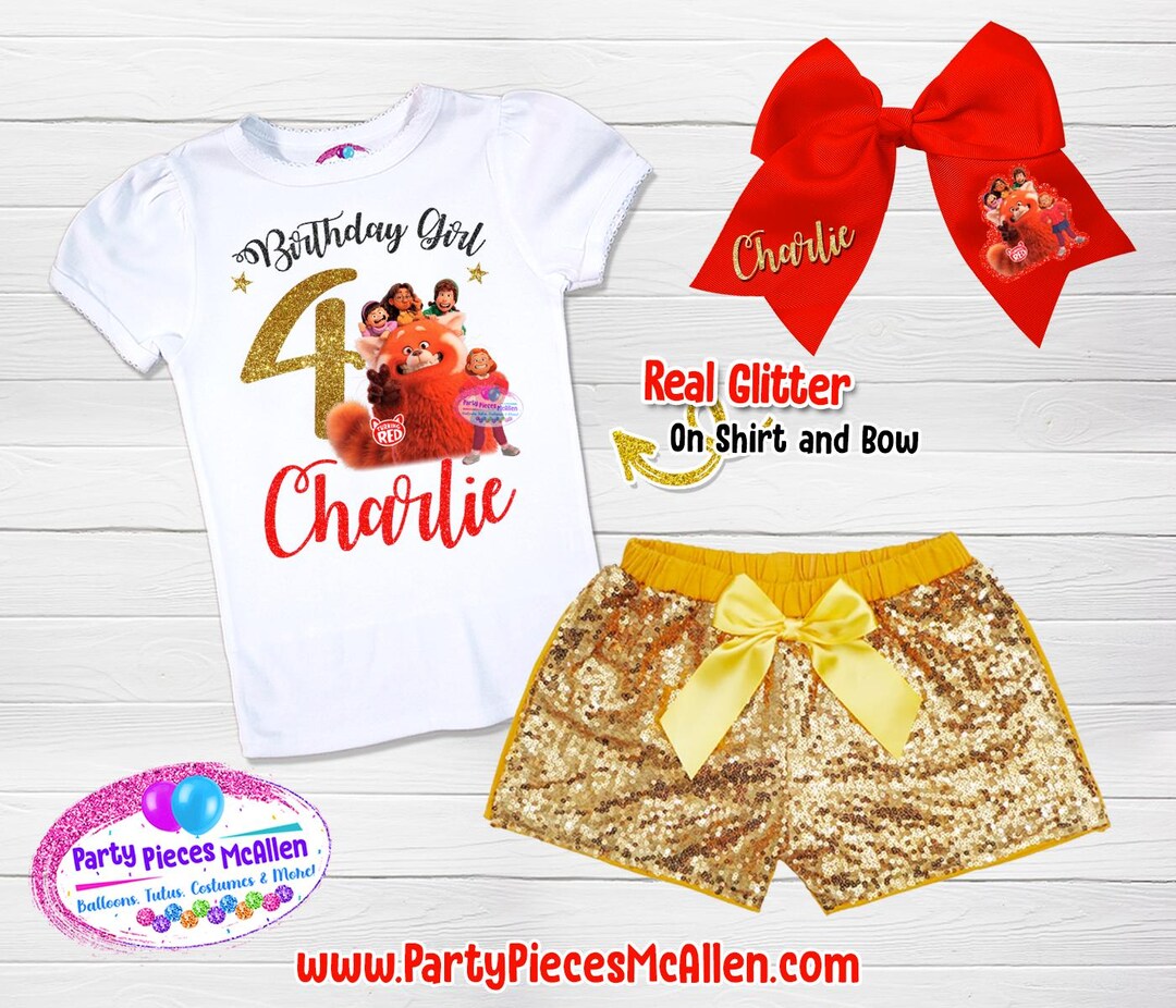 Turning Red Glitter Birthday Outfit, Turning Red Short Birthday Outfit ...