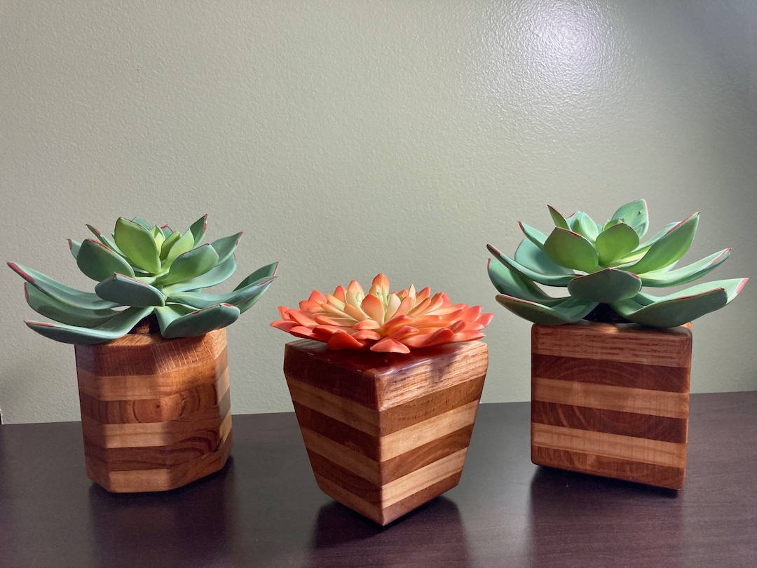 Small Wooden Planters set of 3 - Etsy