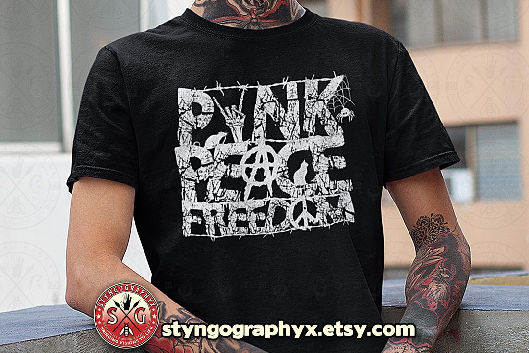 Punk Shirt Black - Punk Peace Freedom Grunge Design for Rebels - Edgy ...