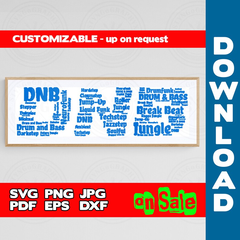 SHAPE WORD Cloud - DNB, Drum and Bass, Word Text Art, Printable Present ...