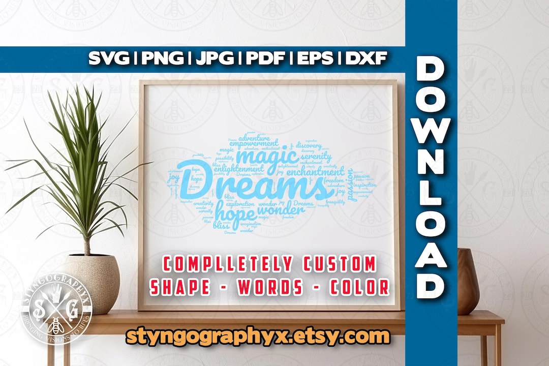 CUSTOM Word Cloud, Digital Download, Printable File of Choice Like Svg ...