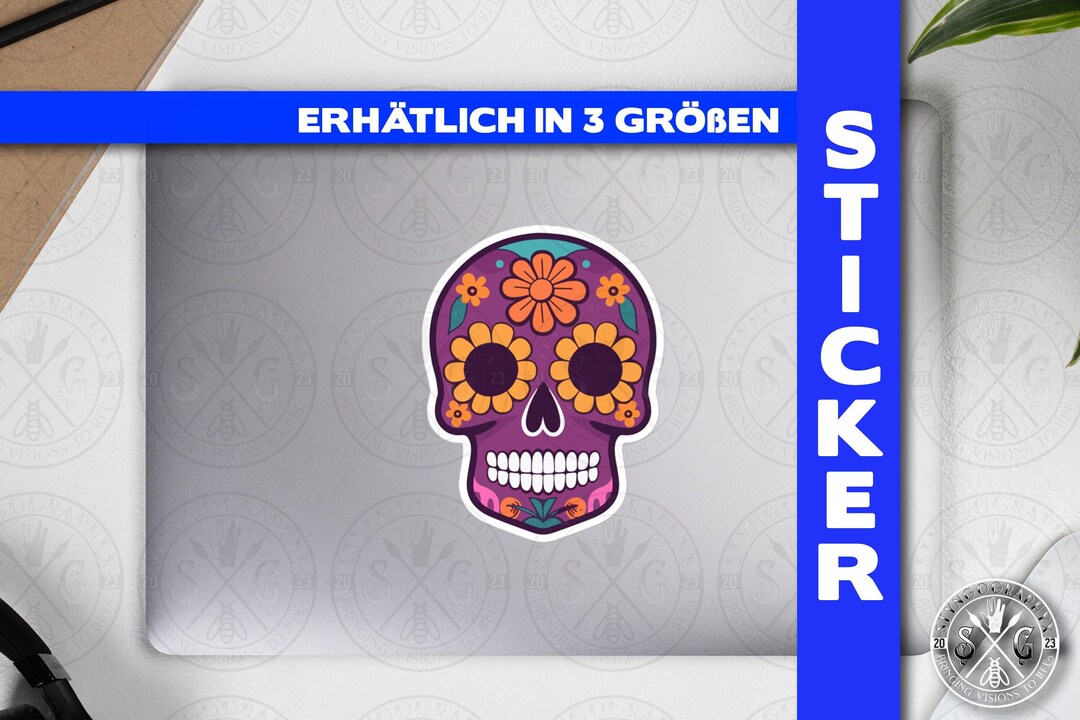 Calavera Candy Skull Sticker | Waterproof Vinyl Decal for Dia De Los ...