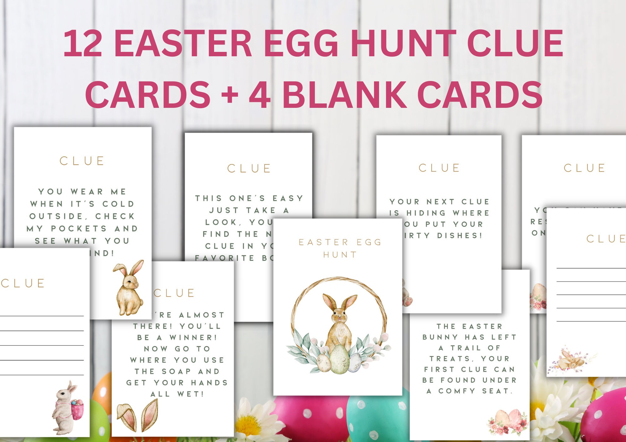 Easter Egg Hunt Clues for Indoor Scavenger Hunt, Kids Easter Game ...