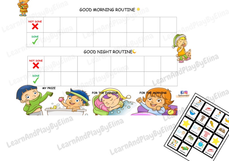 Kids Daily Responsibilities Chart, Printable Daily Routine, Chore Chart ...