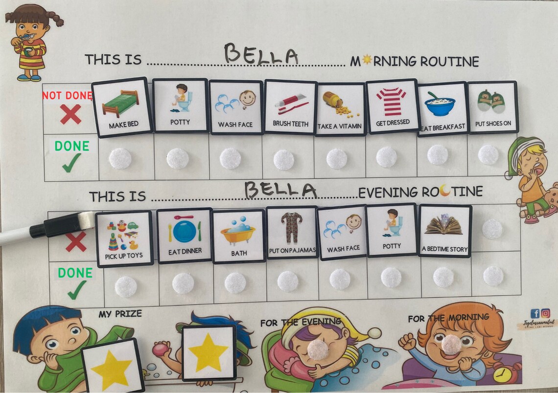 Kids Daily Responsibilities Chart, Printable Daily Routine, Chore Chart ...