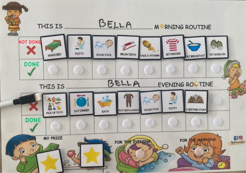 Kids Daily Responsibilities Chart, Printable Daily Routine, Chore Chart ...