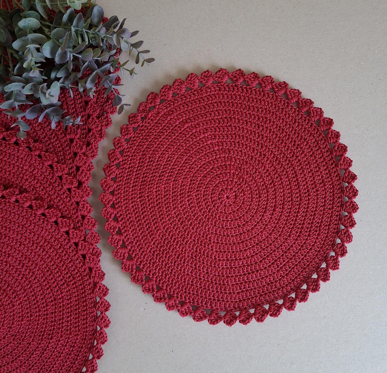 Crochet Table Mat, Crochet Round Placemat, Set of 6 - Etsy