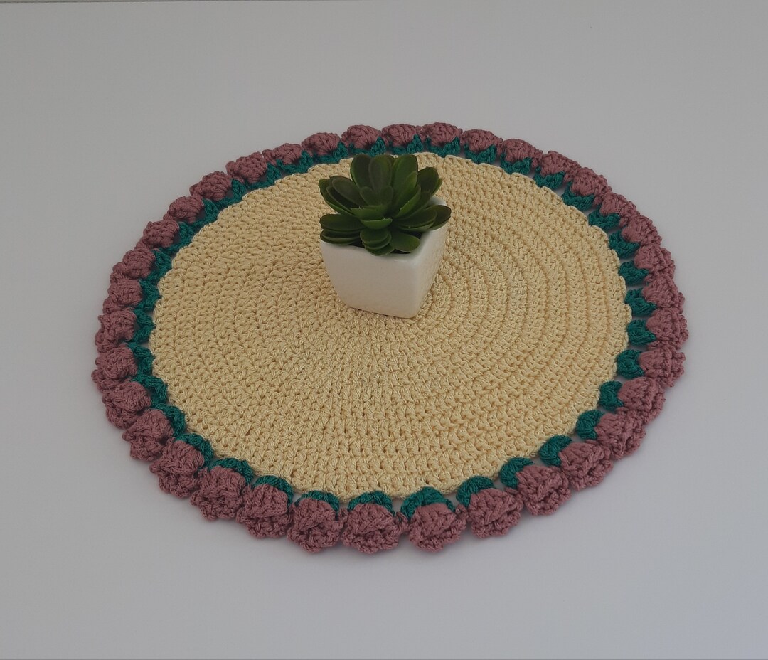 Handmade Placemat, Crochet Table Mat, "tulips", Set of 6 - Etsy