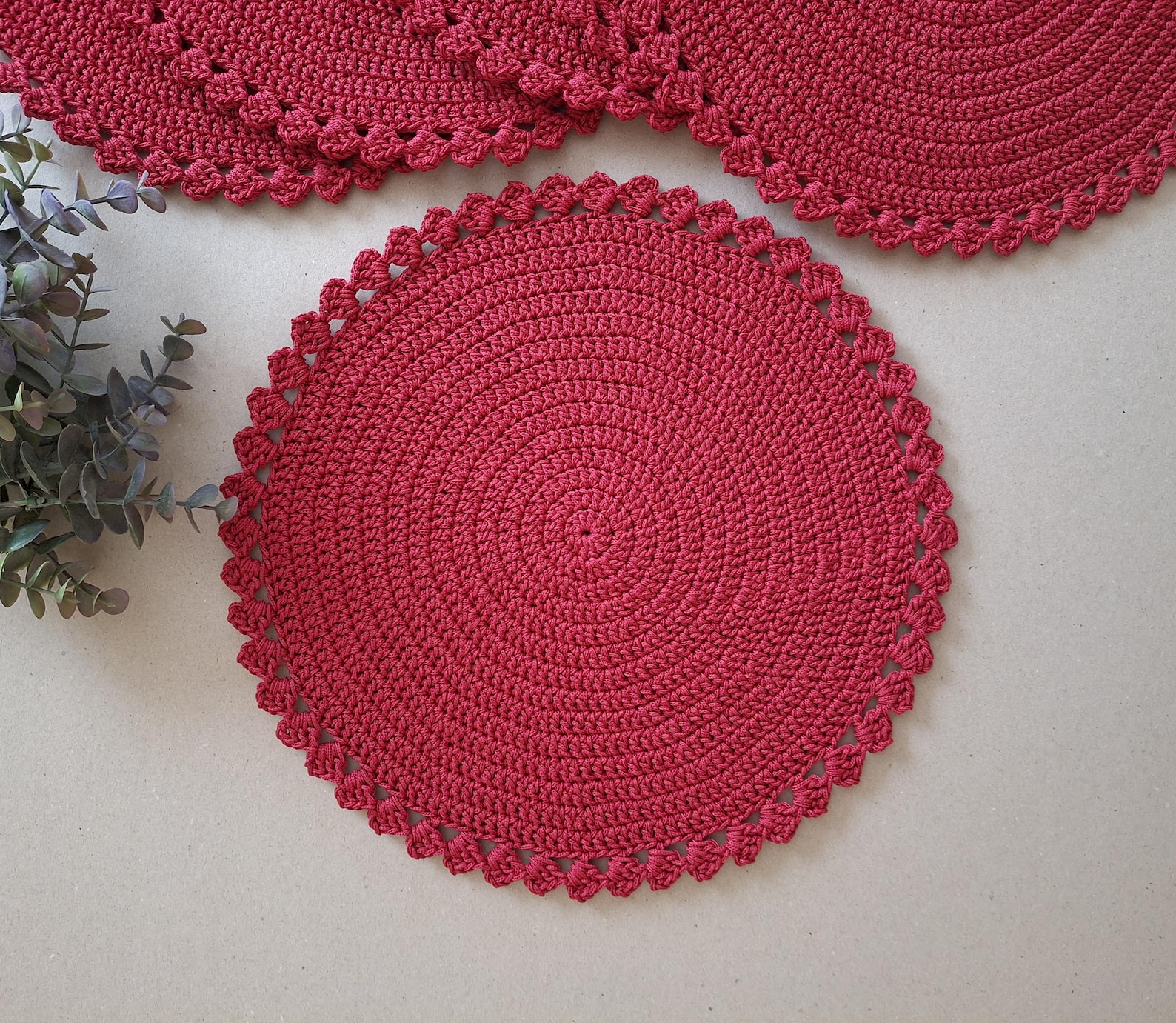 Crochet Table Mat, Crochet Round Placemat, Set of 6 - Etsy