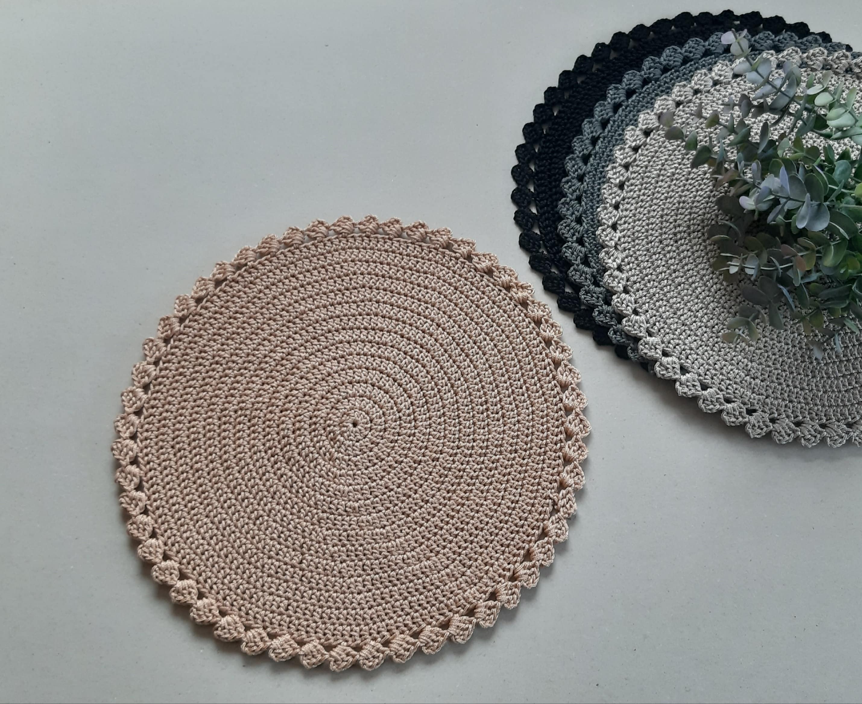 Crochet Table Mat, Handmade Round Placemat, Home Table Decor - Etsy